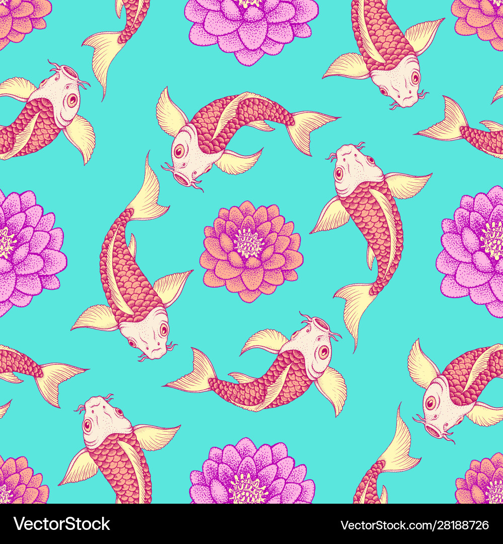 Seamless pattern with traditional japanese carp Vector Image