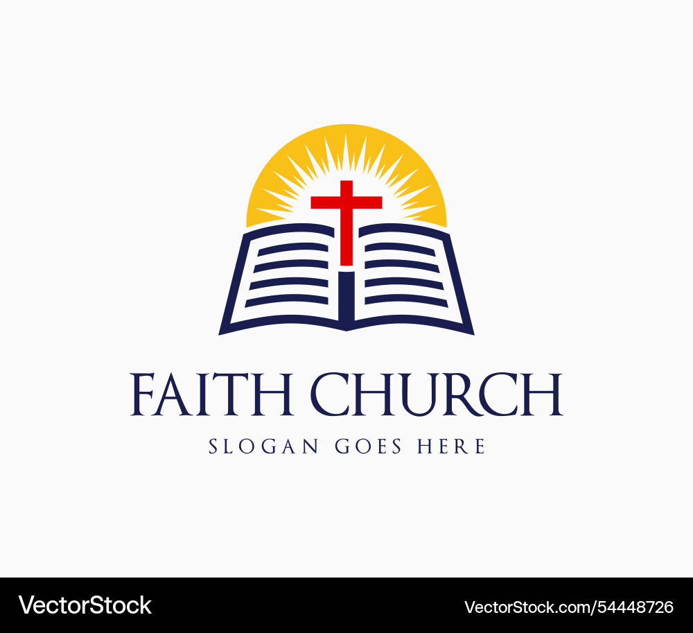 Sun church logo design or bible Royalty Free Vector Image