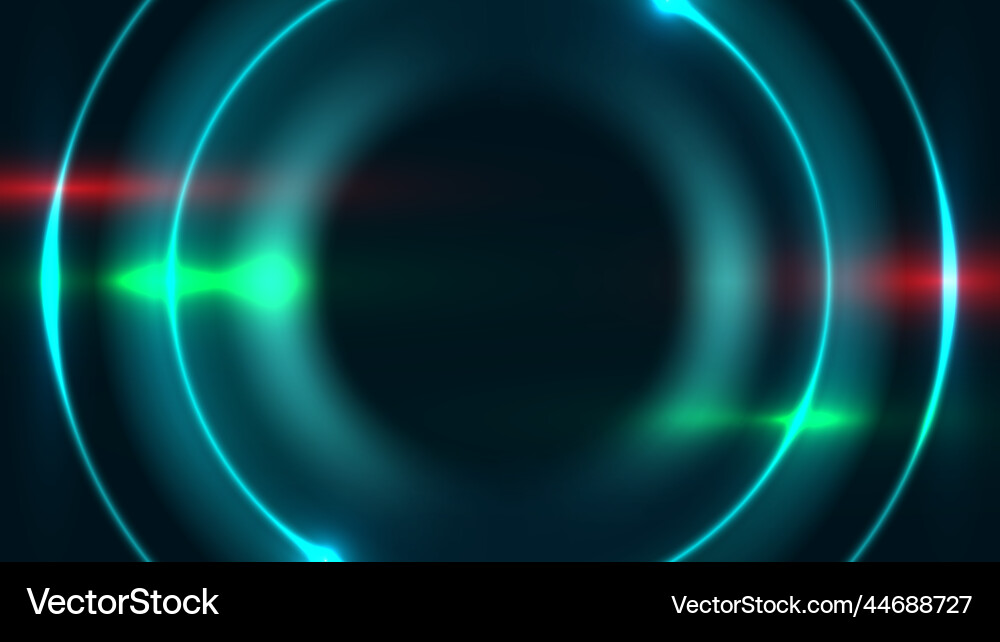 Abstract blue neon light circles frame Royalty Free Vector