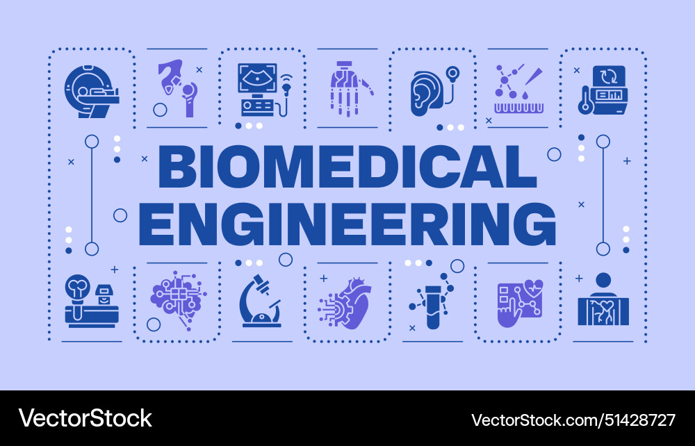 Biomedical engineering light purple word concept Vector Image