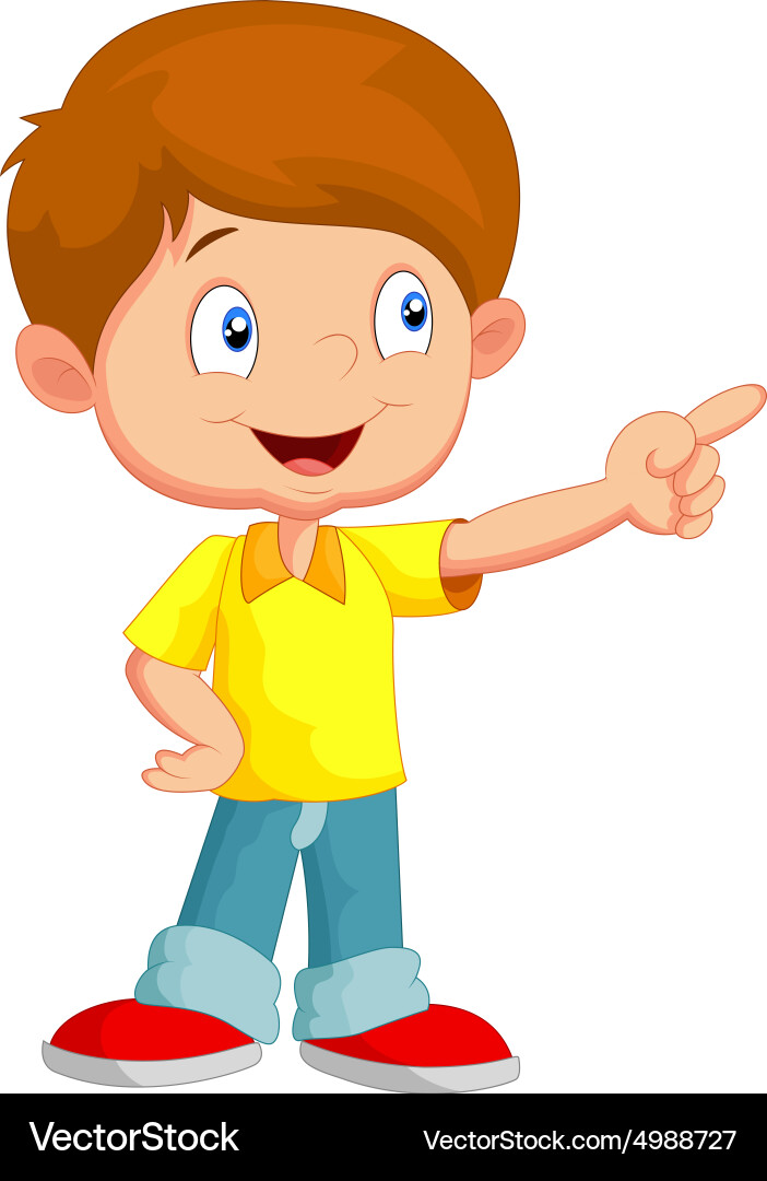 Boy Pointing Away - Cute Cartoon Royalty Free Vector Image