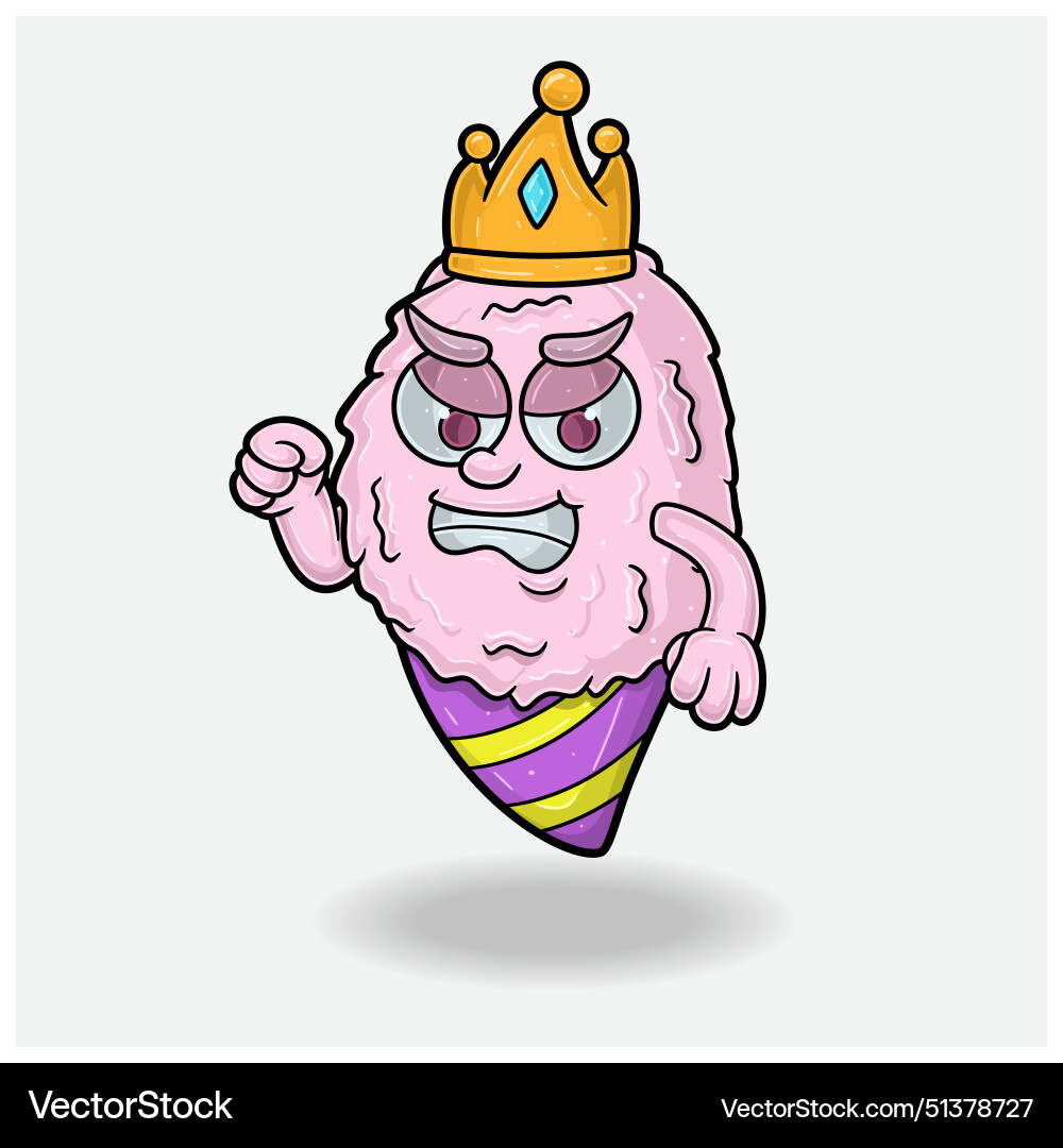 Cotton candy cartoon with angry shocked expression