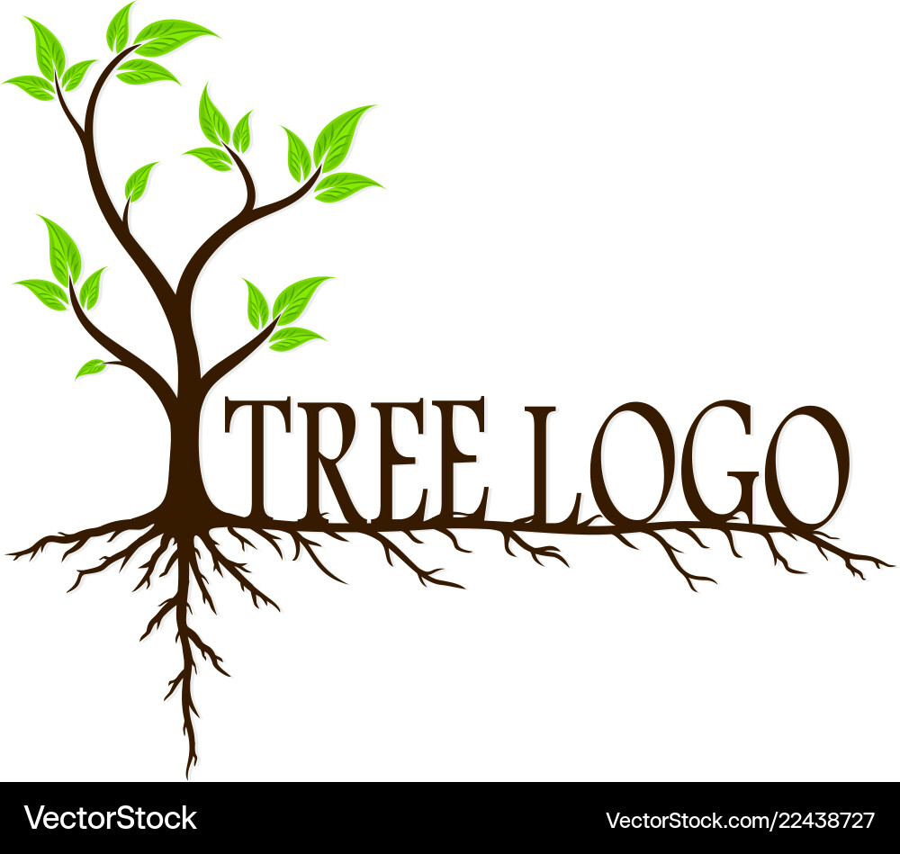 Green tree with roots Royalty Free Vector Image