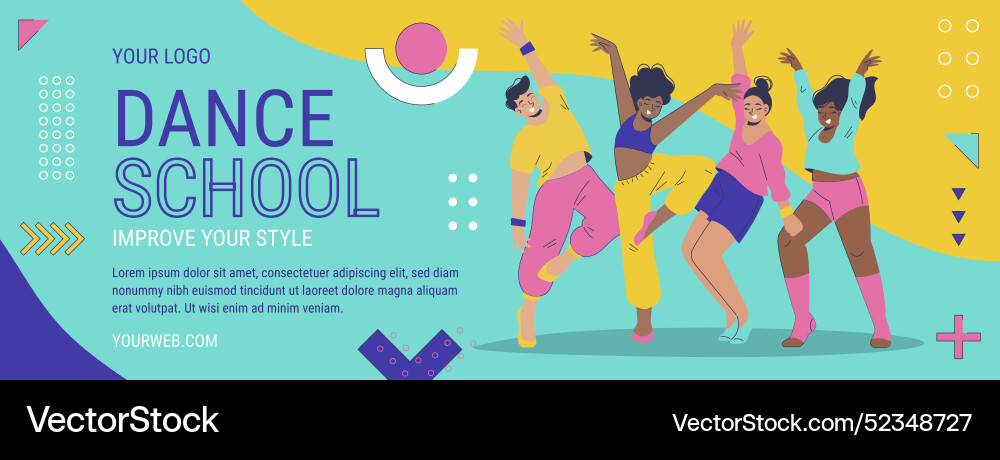 Hand drawn dance school dynamic facebook cover Vector Image