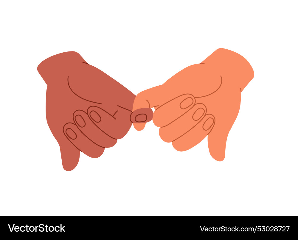 International friends hold hands grip Royalty Free Vector