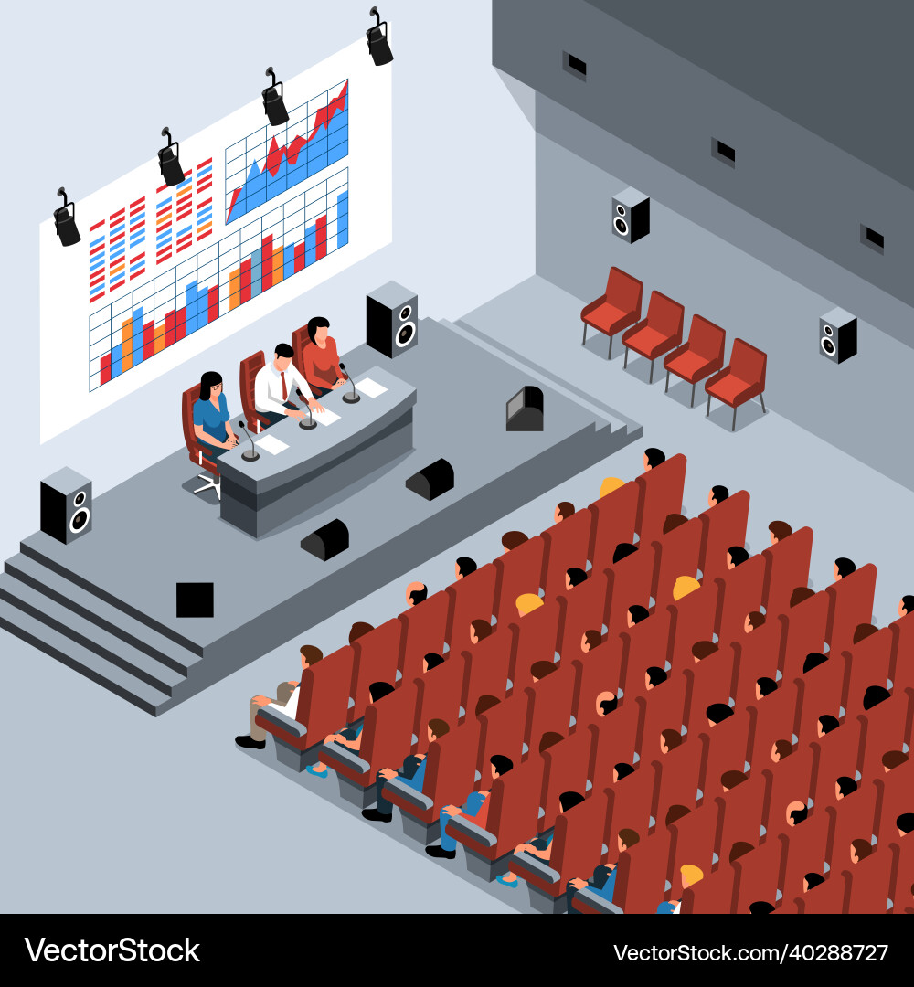 Isometric business conference composition Vector Image
