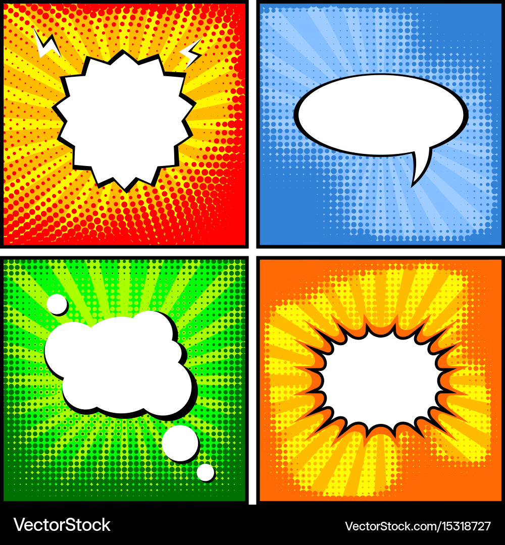 Pop art colorful templates set Royalty Free Vector Image