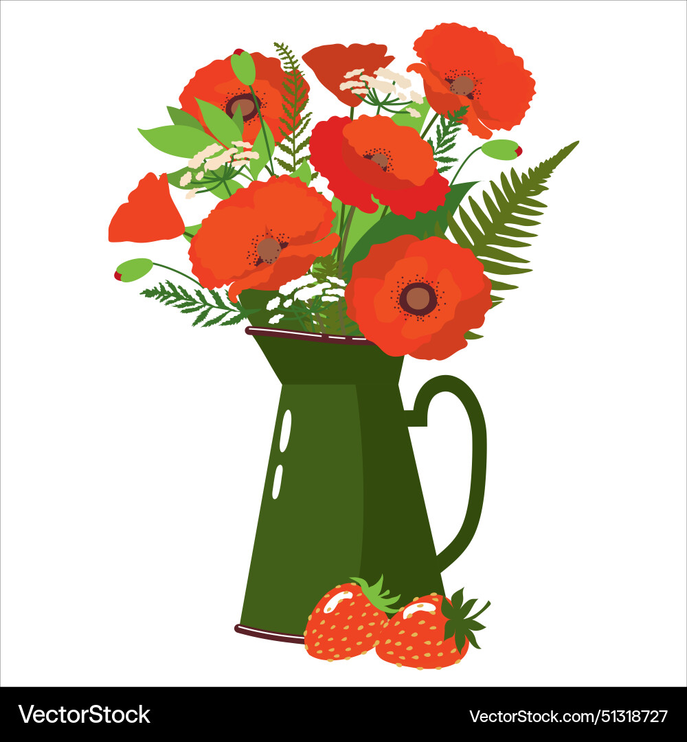 Poppy flowers bouquet Royalty Free Vector Image