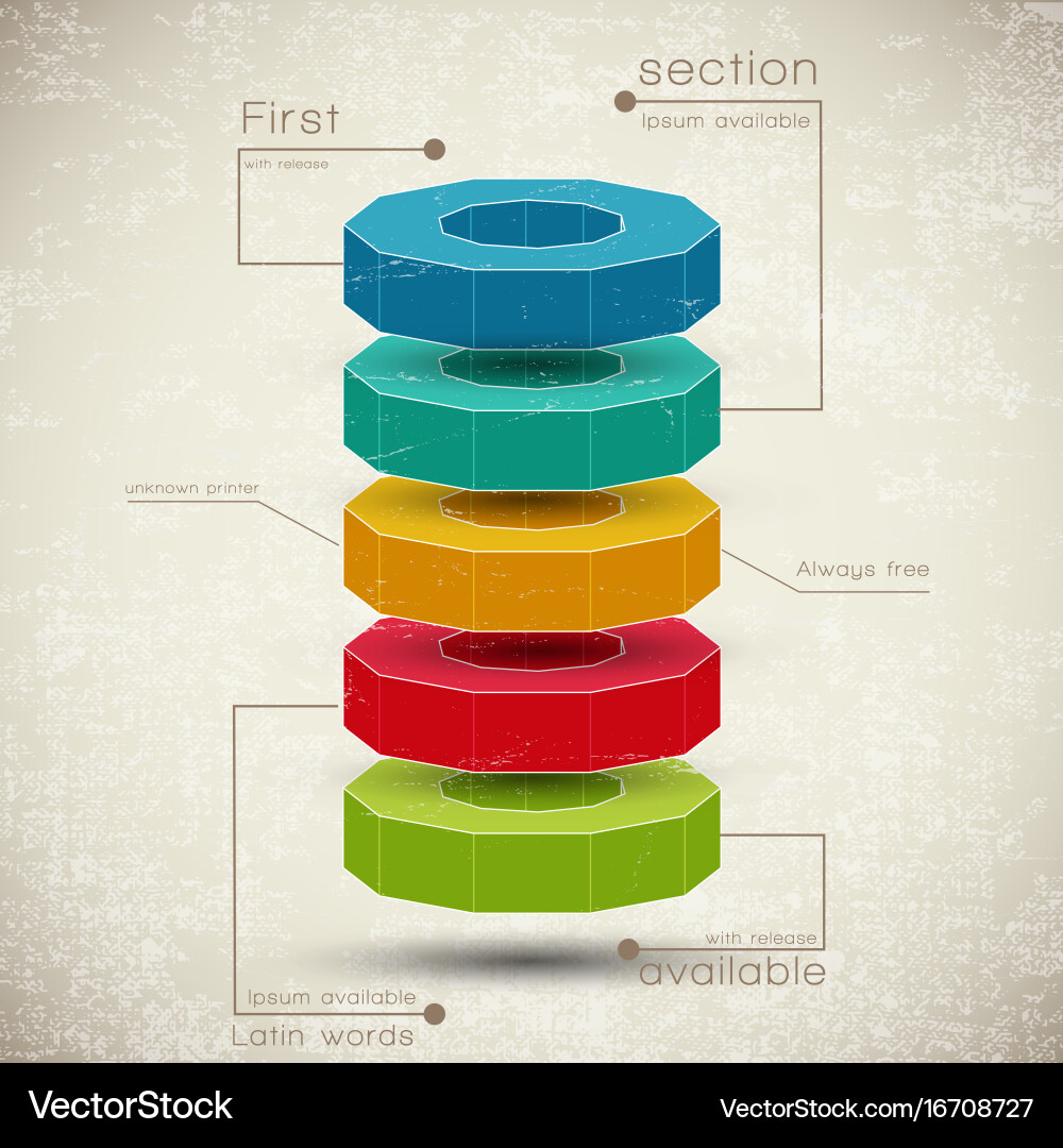 Pyramid of pie charts composition Royalty Free Vector Image