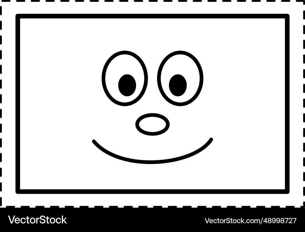 Rectangle - kawaii 2d shape black line cartoon Vector Image