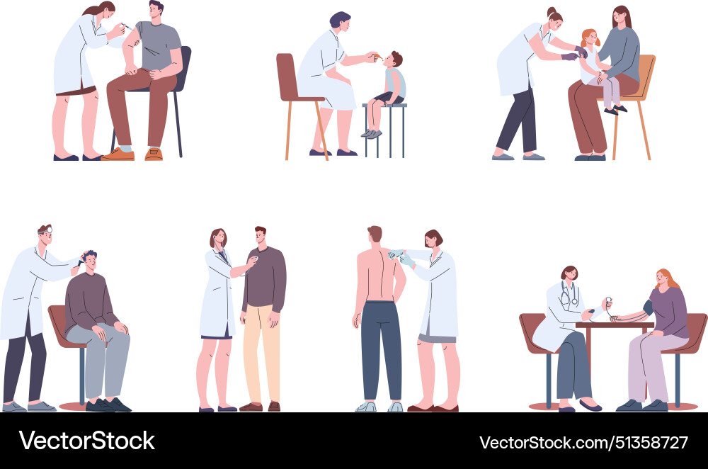 Vaccination for kids and adults check up Vector Image