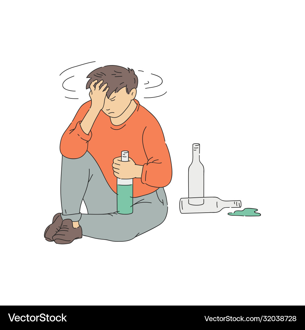 Alcoholic Man with Hangover Sketch Royalty Free Vector Image