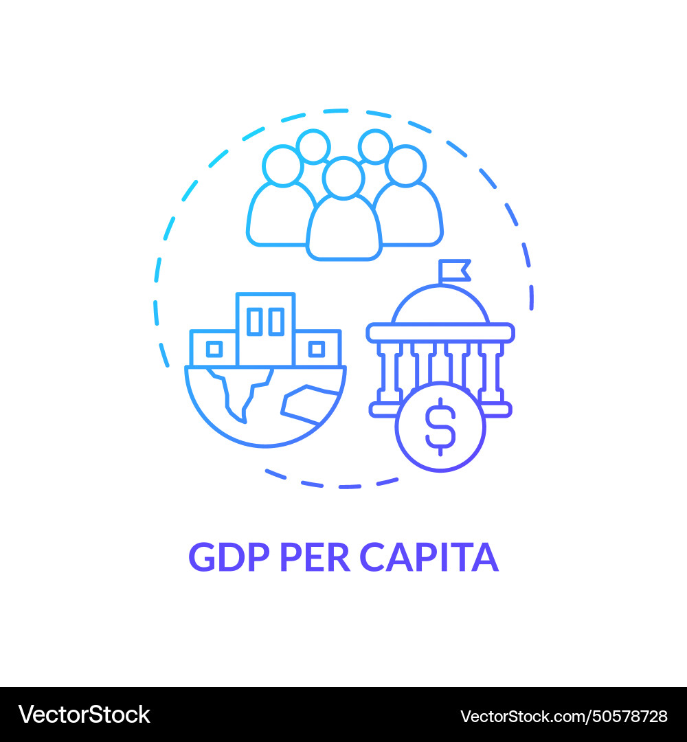 Gdp per capita blue gradient concept icon Vector Image