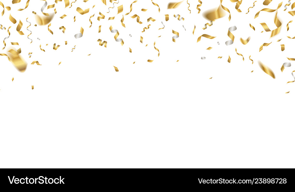Golden Celebration Confetti & Ribbons Vector Image