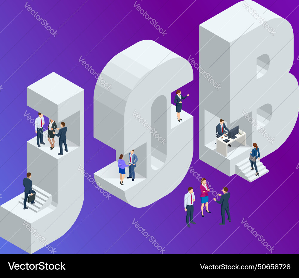 Isometric search job vacancy recruitment Vector Image