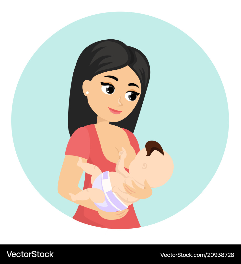 Mom feeding her baby Royalty Free Vector Image