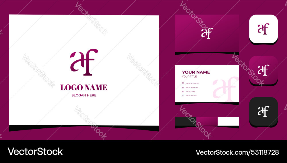 Template logo creative initial a and f beauty Vector Image