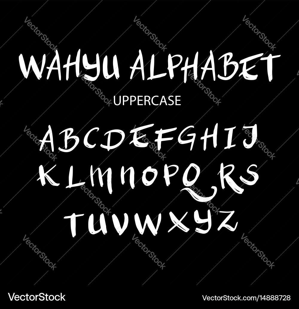 Wahyu uppercase alphabet typography Royalty Free Vector