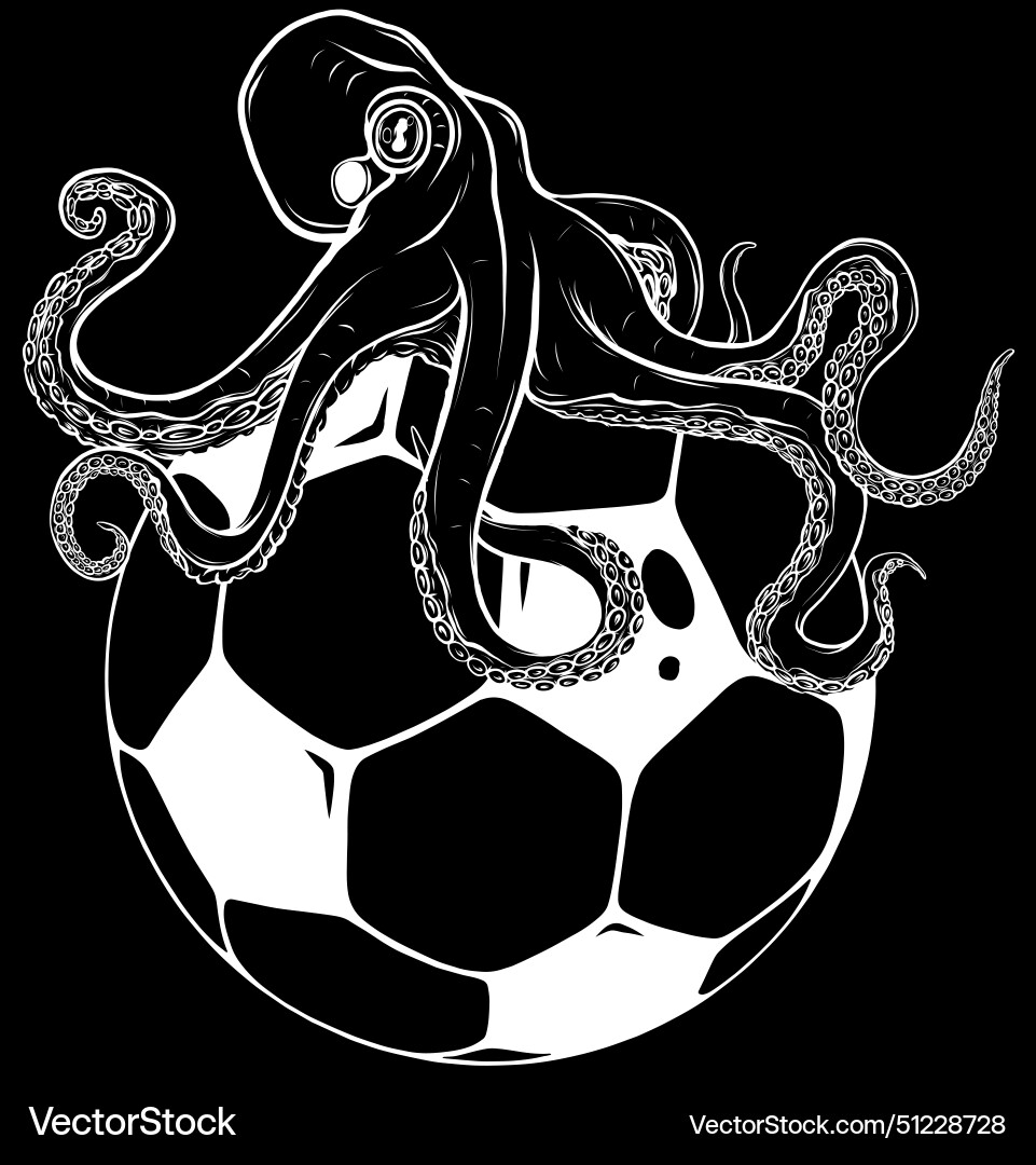White silhouette of octopus wrapped around Vector Image