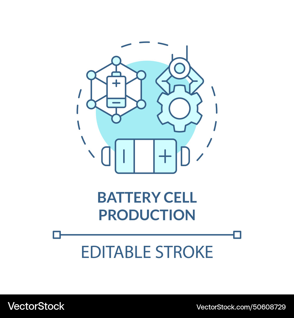 Battery cell production soft blue concept icon Vector Image