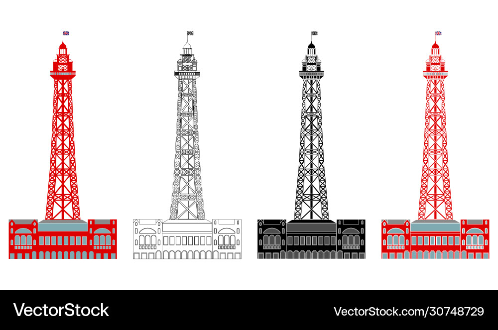 Blackpool tower in front view Royalty Free Vector Image