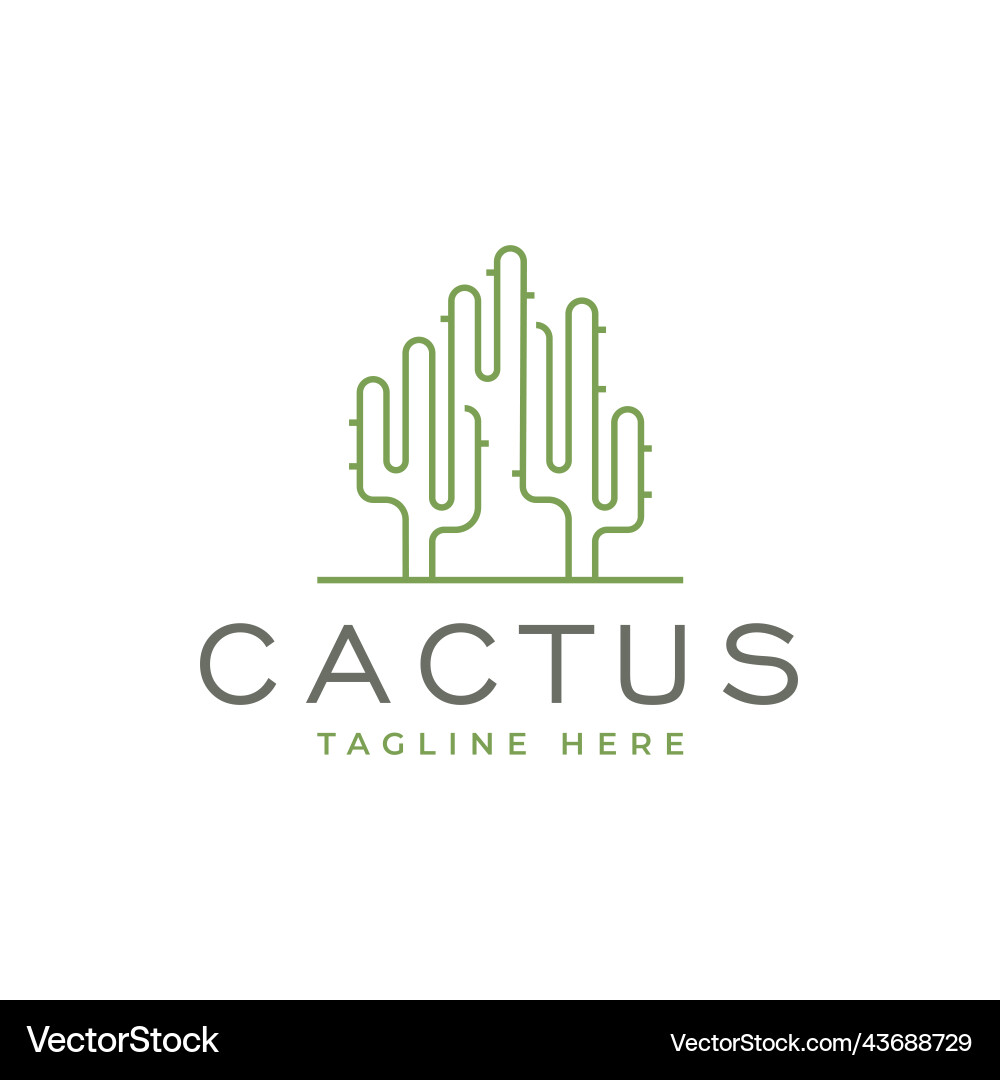 Cactus plant logo line art symbol Royalty Free Vector Image