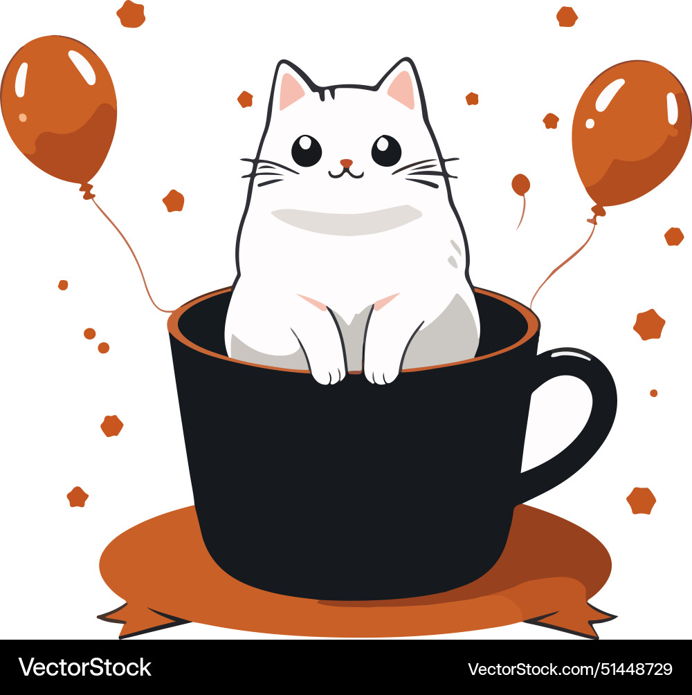 Cat in a cup Royalty Free Vector Image - VectorStock