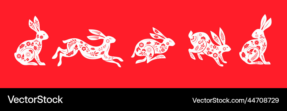 Collection of rabbits bunnies Royalty Free Vector Image