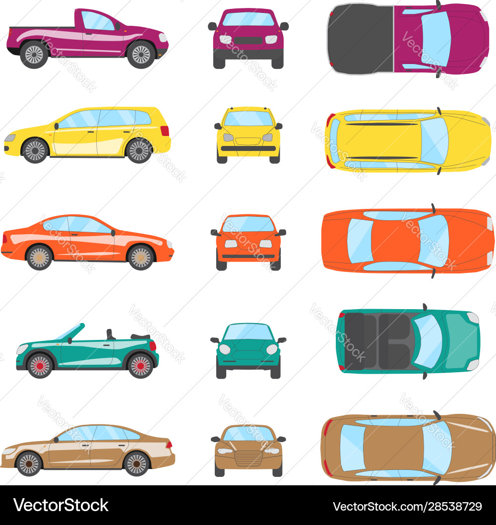 Different transportation car sedan hatchback Vector Image