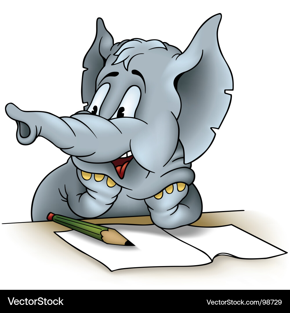 Elephant writing Royalty Free Vector Image - VectorStock