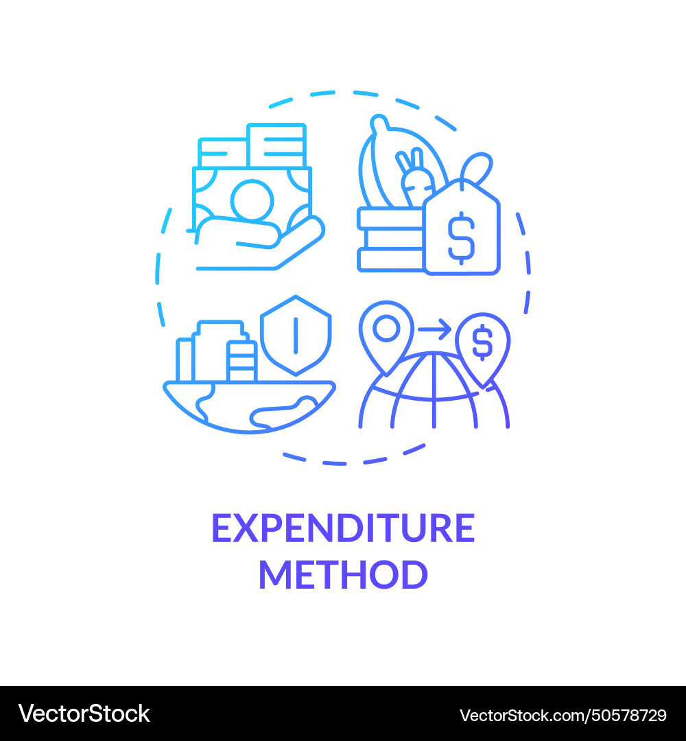 Expenditure Method Blue Gradient Concept Icon Vector Image