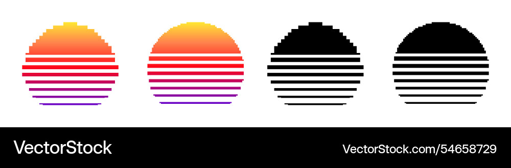 Four gradient and black patterned ovals Royalty Free Vector