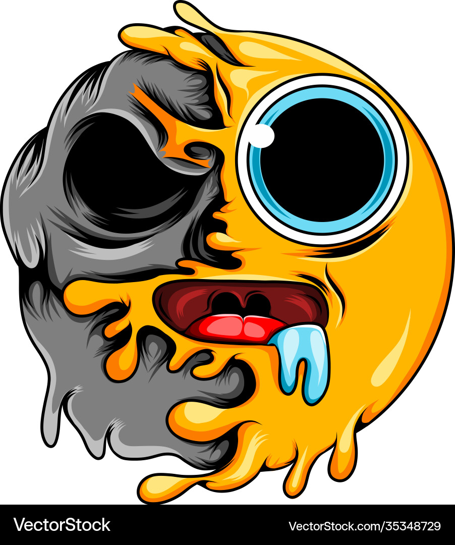 Hungry Skull Emoji - Cute & Scary Royalty Free Vector