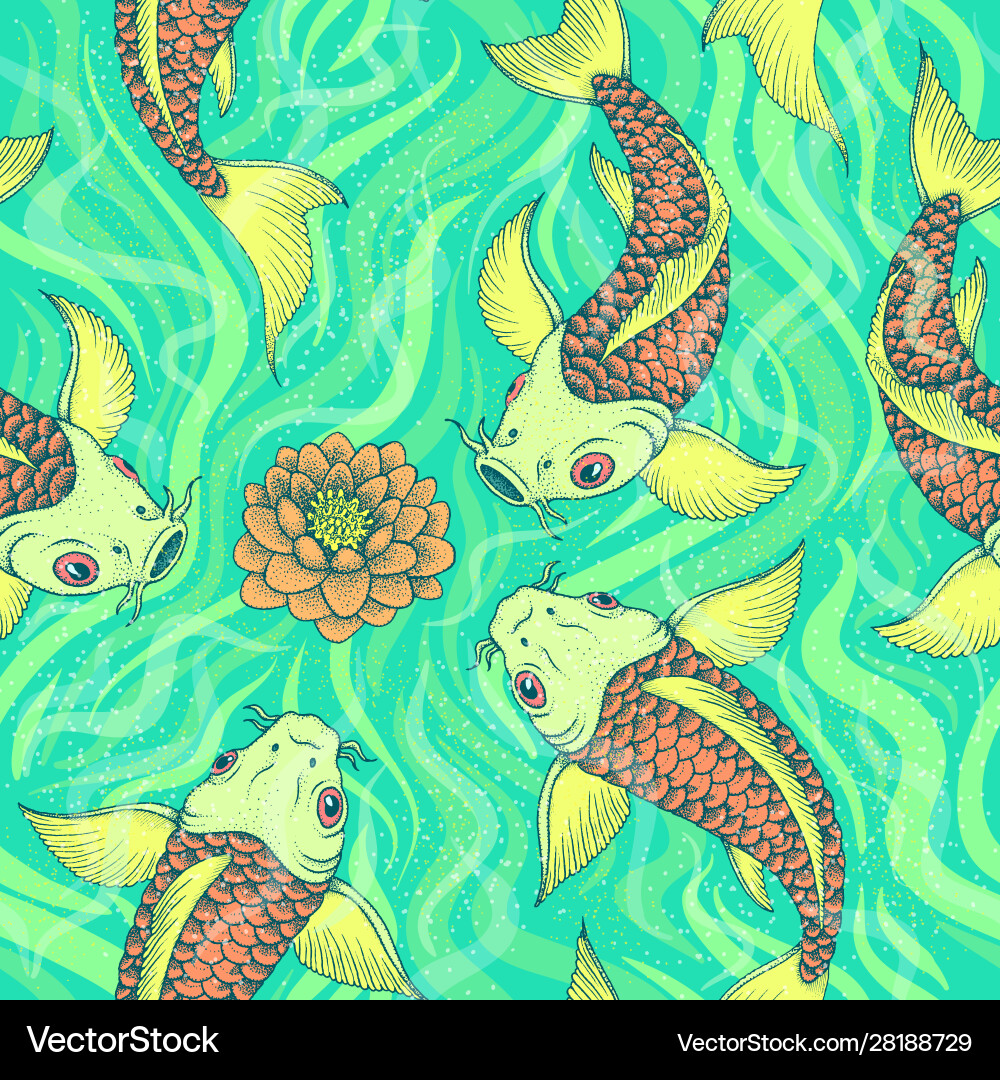 Seamless pattern with traditional japanese carp Vector Image