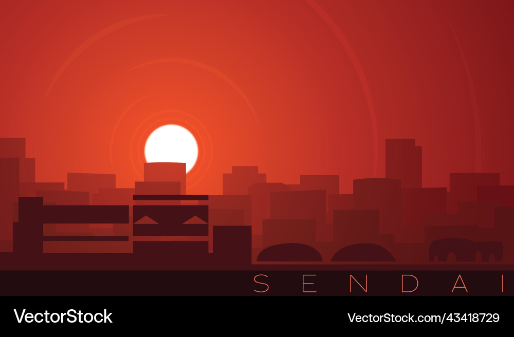 Sendai low sun skyline scene Royalty Free Vector Image