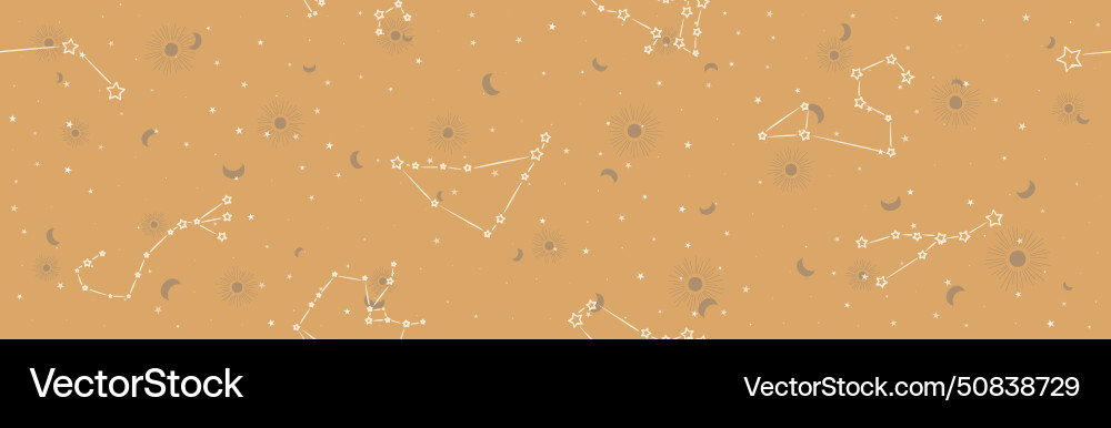 Tarot seamless pattern with beige constellations Vector Image