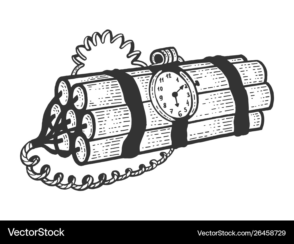 Time bomb sketch engraving Royalty Free Vector Image