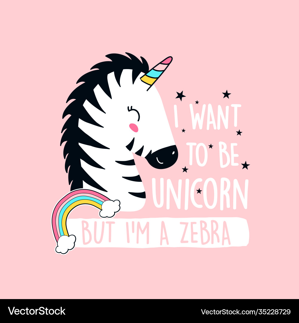 Zebra print design with slogan Royalty Free Vector Image