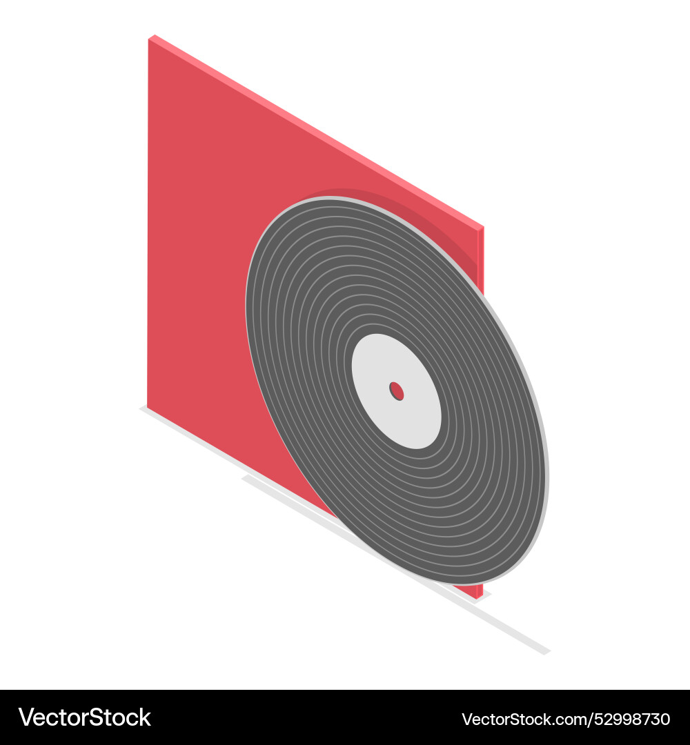 3d isometric flat set of vinyl plates item Vector Image