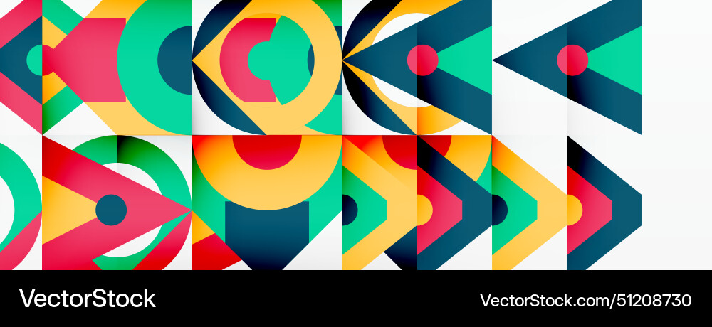 A colorful geometric pattern with arrows pointing Vector Image