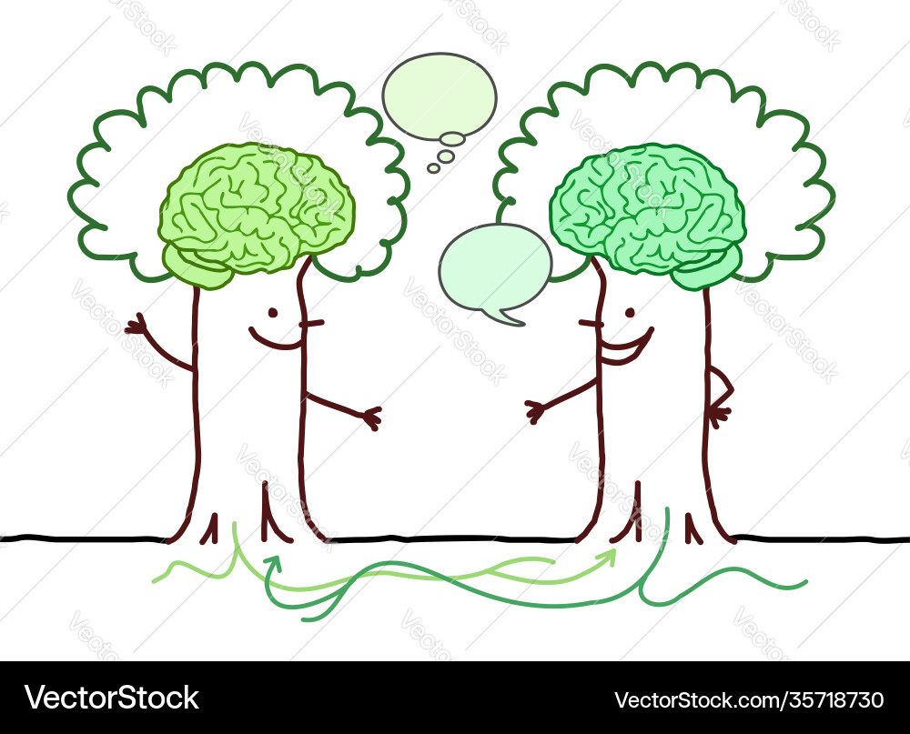Cartoon smiling and communicating tree-men Vector Image