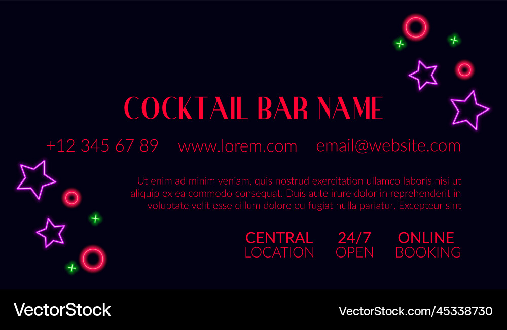 Cocktail bar business cards with information Vector Image