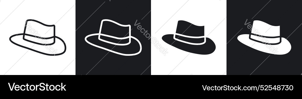 Cowboy hat thin line icon set Royalty Free Vector Image