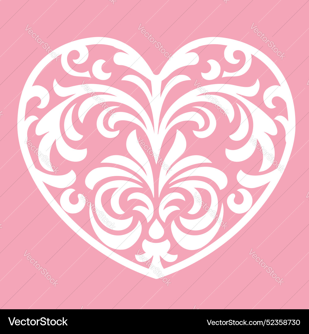 Decorative heart damask ornate style Royalty Free Vector