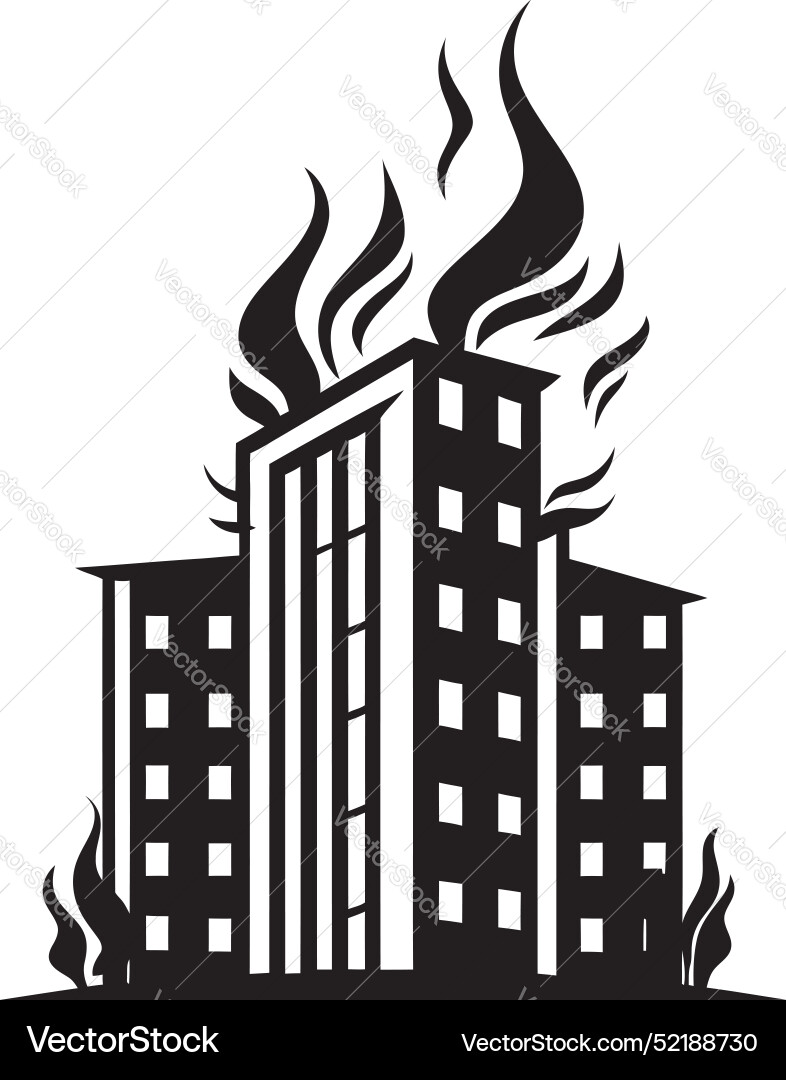 Disaster icon blaze in building black logo design Vector Image