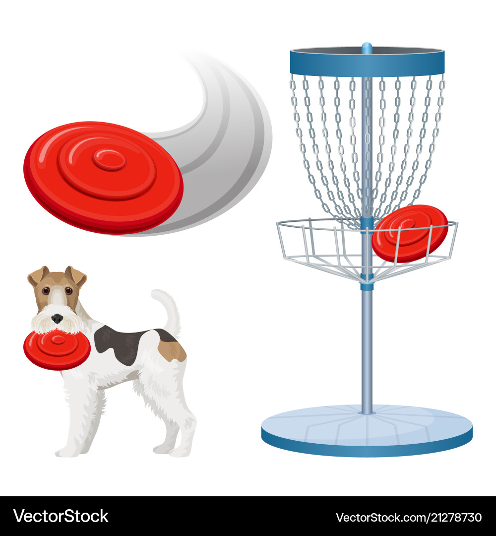 Frisbee golf game color set Royalty Free Vector Image