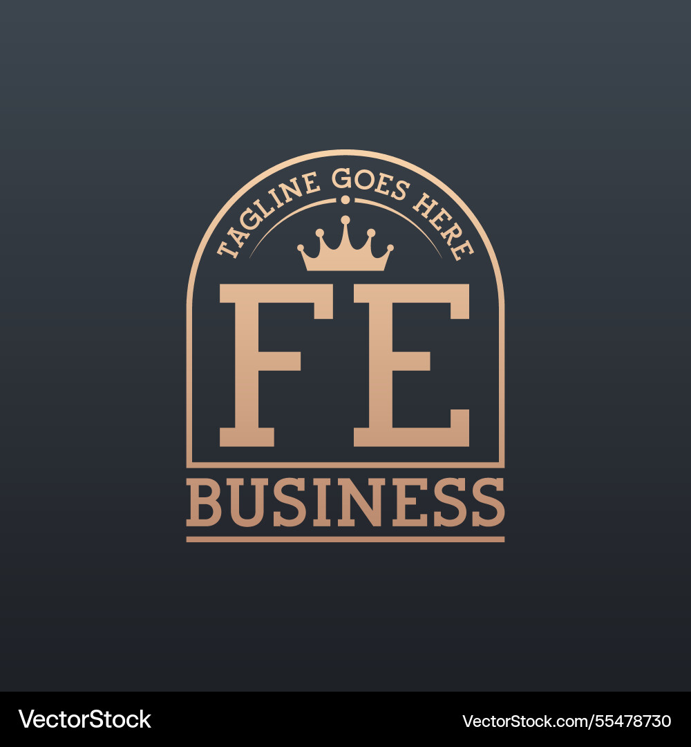 Luxury fe logo with crown elegant letter Vector Image