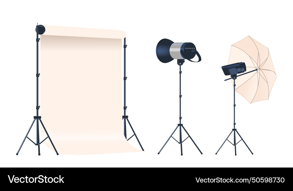 Photo studio light equipment includes umbrella Vector Image