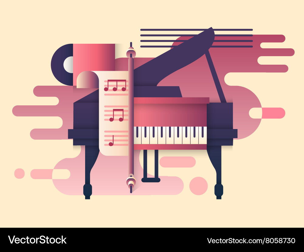 Piano design flat Royalty Free Vector Image - VectorStock