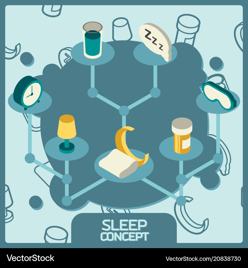 Sleep color concept isometric icons Royalty Free Vector